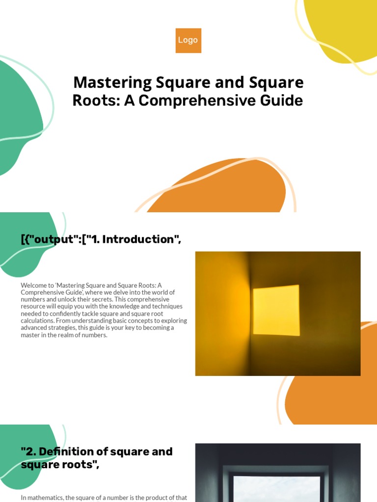 Mastering Square and Square Roots A Comprehensive Guide | PDF | Square ...