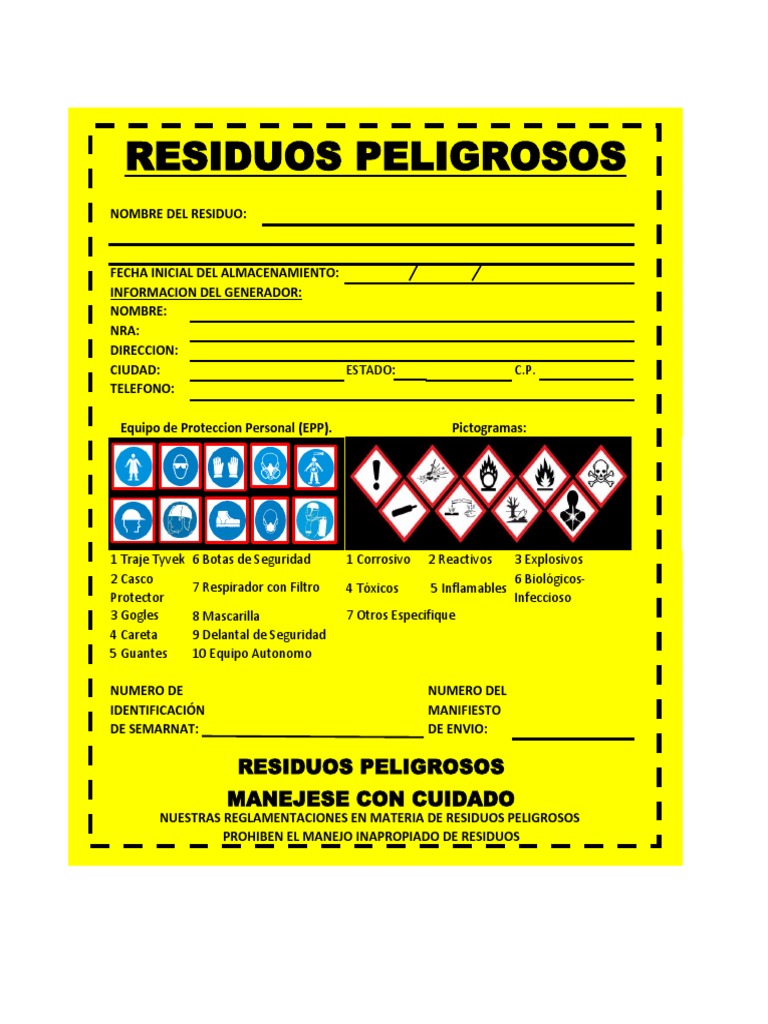 Etiqueta Residuos Peligrosos PWT | PDF