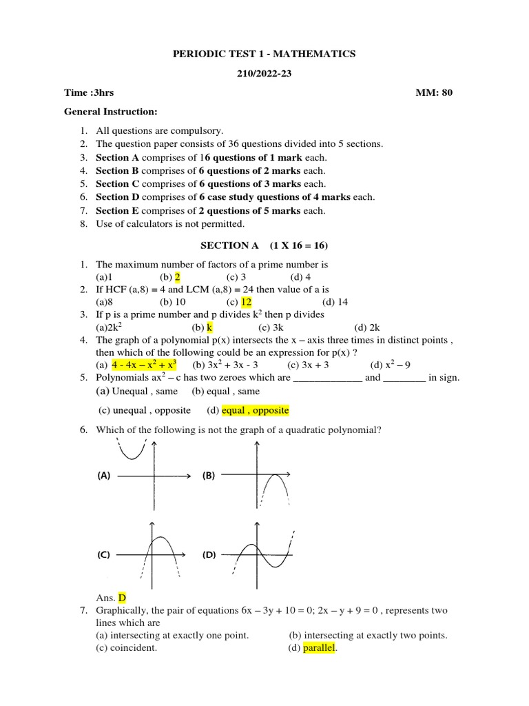 PT-1 Paper and Its Key | PDF | Zero Of A Function | Speed