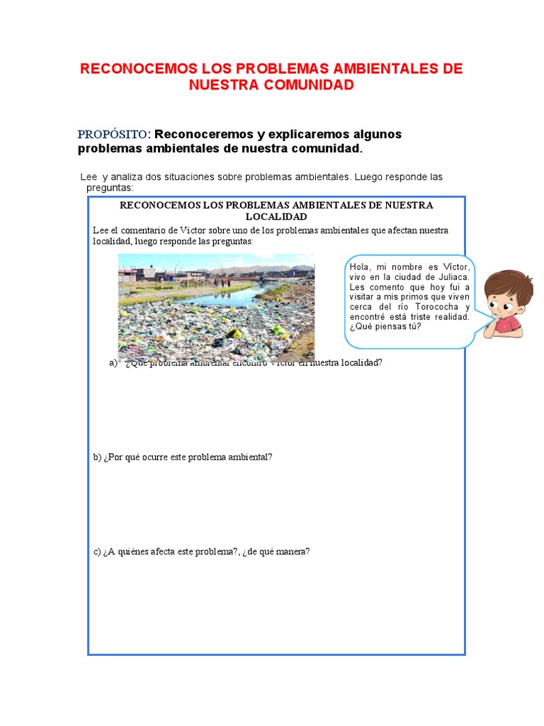 Hoja De Trabajo Sobre La Contaminación Del Agua En La Escuela Secundaria