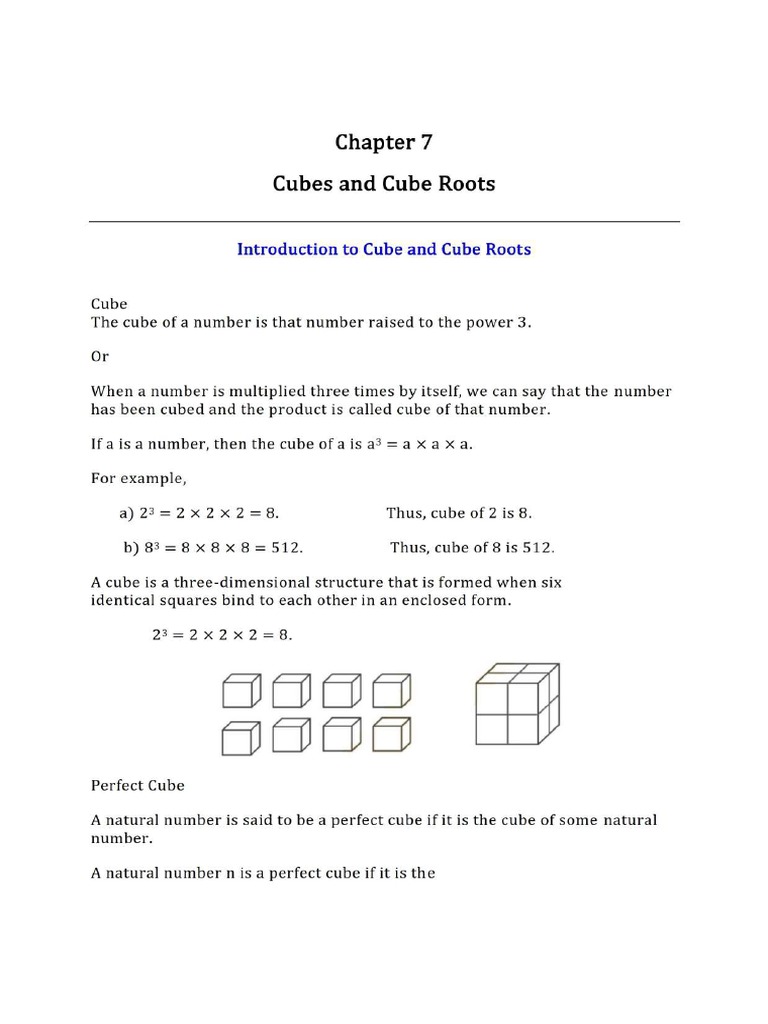 Cube and Cube Roots Class 8 Notes | PDF