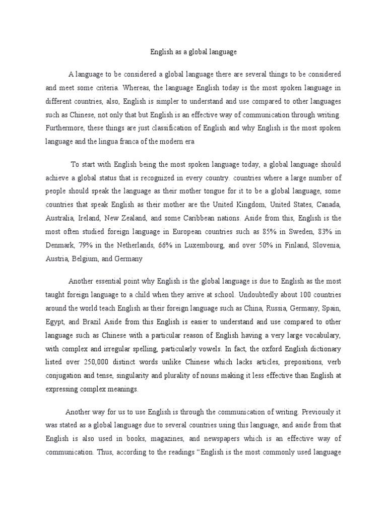 English As A Global Language | PDF | English Language | Standard Chinese