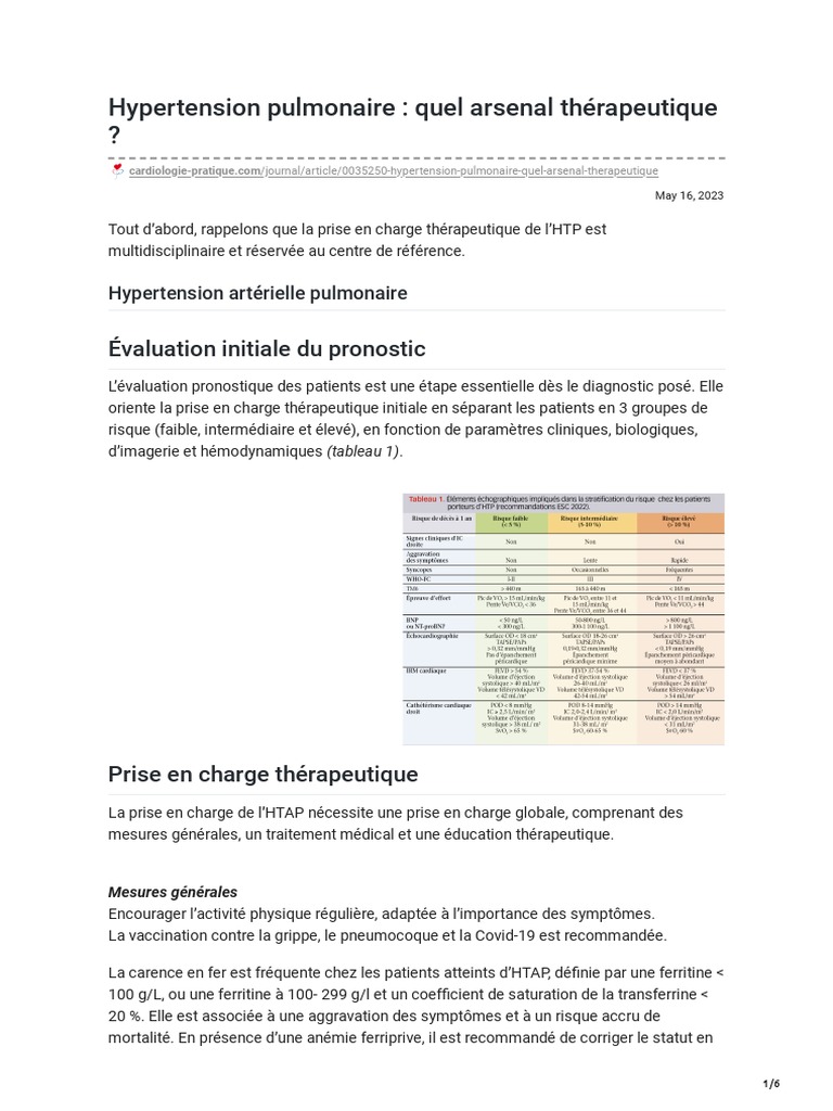 Hypertension Pulmonaire Quel Arsenal Thérapeutique | PDF | Médecine ...