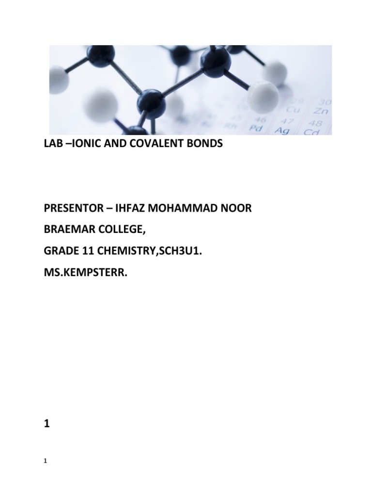 Chemistry Lab Presentation | PDF | Ion | Ionic Bonding