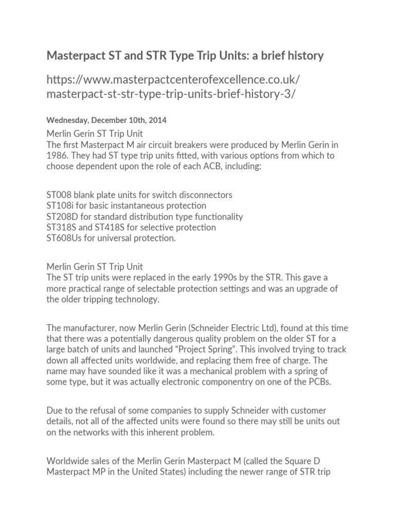 Masterpact ST and STR Type Trip Units | PDF | Manufactured Goods ...