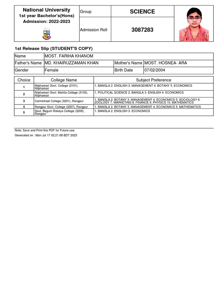 Release Slip Form | PDF