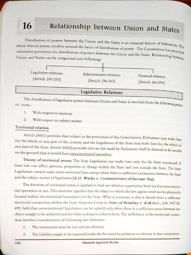 Relationship Between Union and States | PDF | Government Institutions ...
