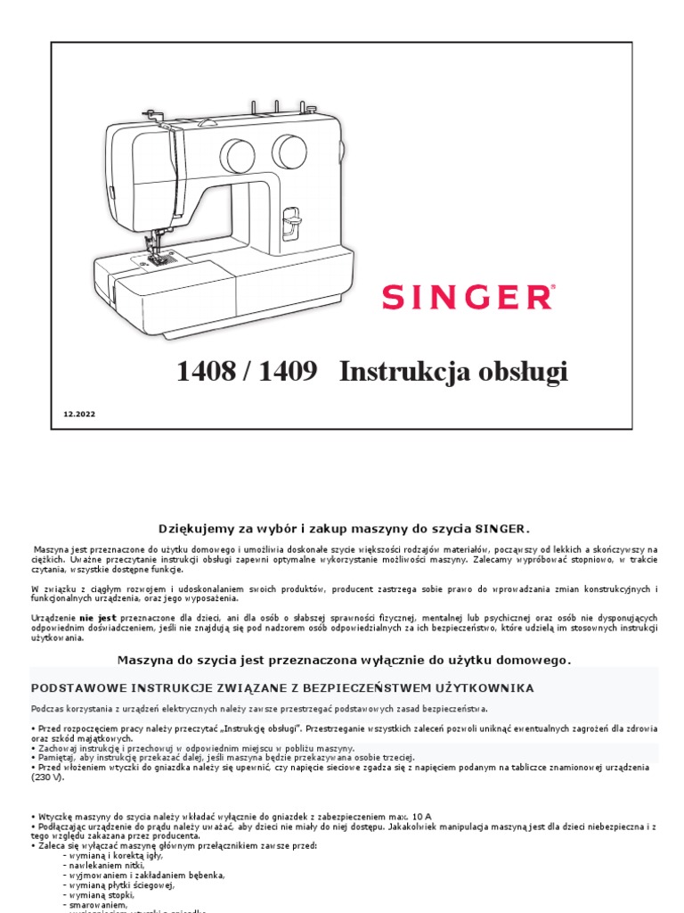 Singer 1408 1409 Manual PL | PDF