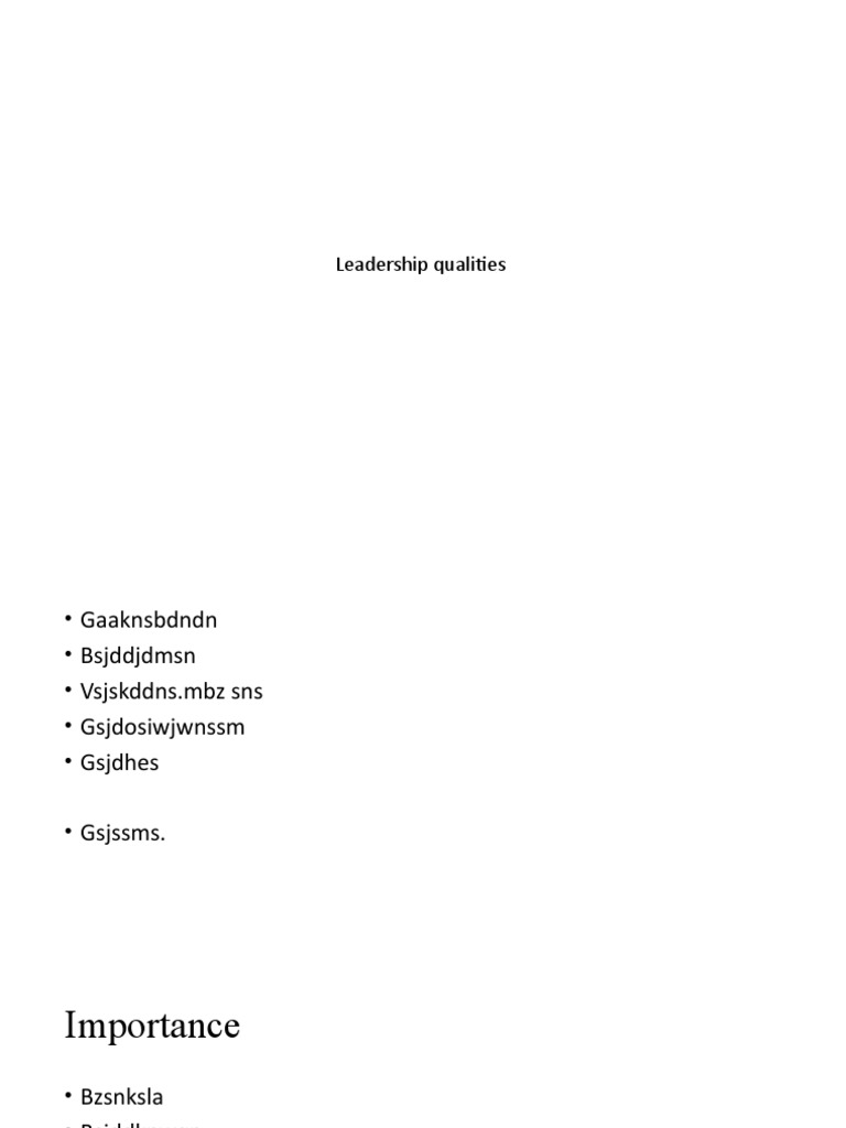 Leadership Qualities | PDF