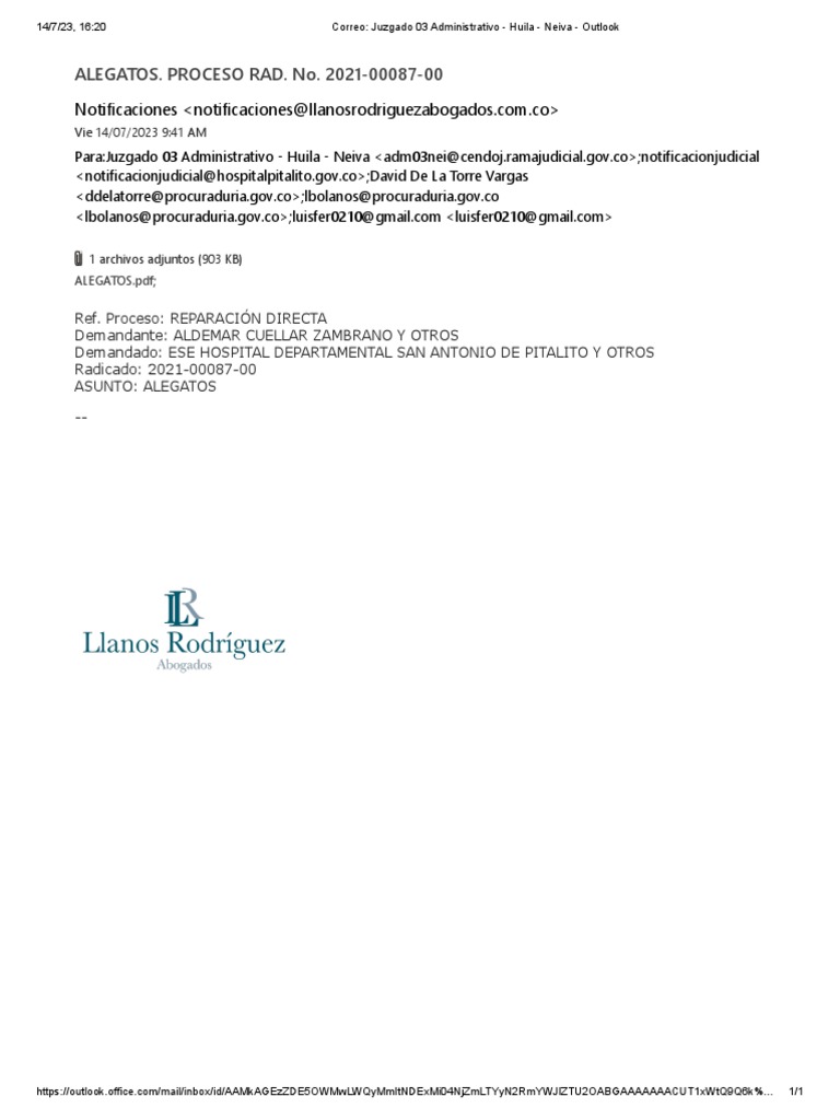 Descorrer Traslado de Alegatos | PDF | Consentimiento informado | Paro ...