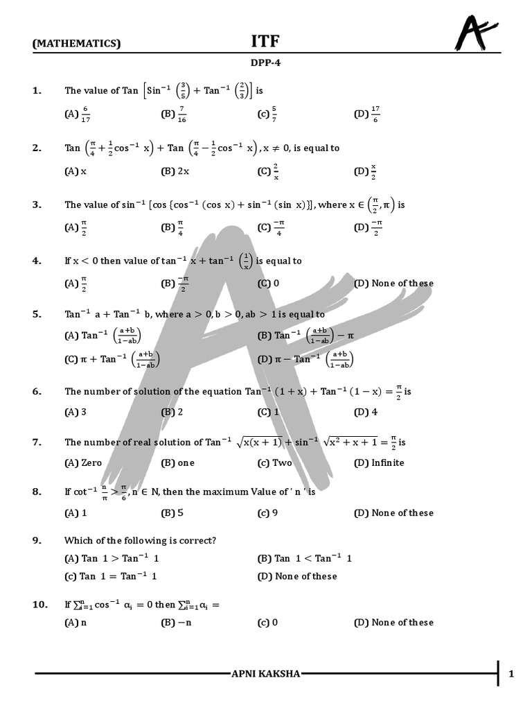 Dpp 04 Itf Pdf Mathematics Mathematical Objects