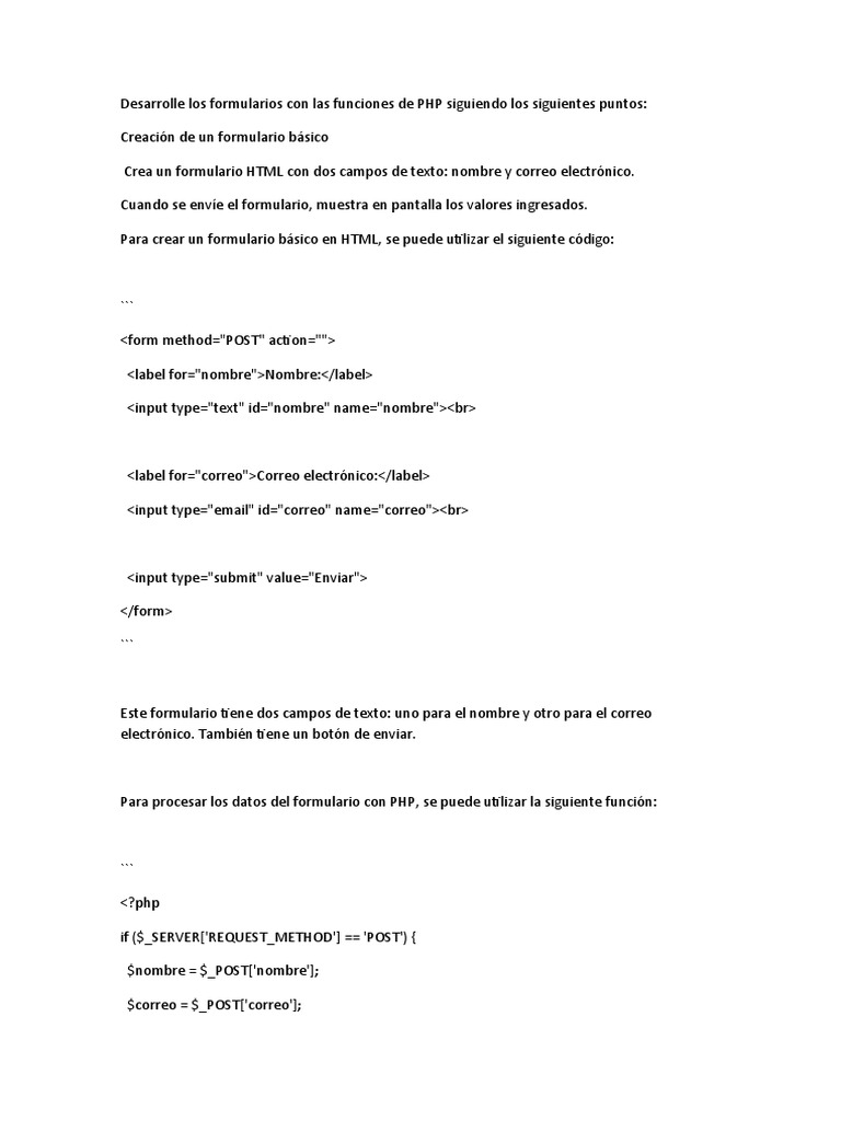 Formularios Con Las Funciones de PHP | PDF | Redes | Internet y web
