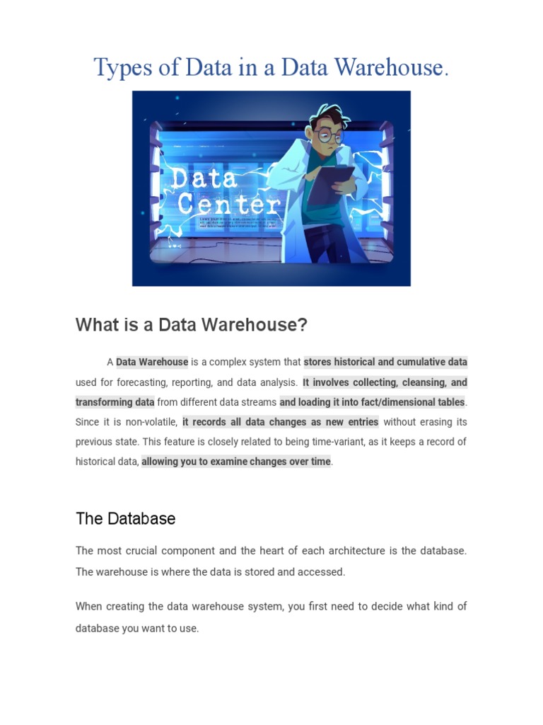 Types Of Data In Data Warehouses Pdf Data Warehouse Data 1023