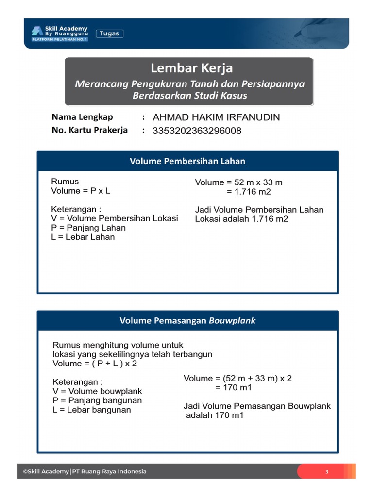 TPM 3 Pengukuran Tanah Dan Persiapannya - (Ahmad Hakim Irfanudin) Ok | PDF