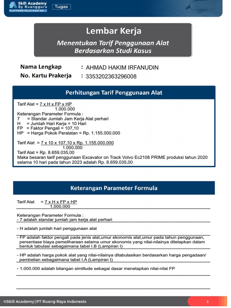 TPM 1 Tarif Penggunaan Alat - (Ahmad Hakim Irfanudin) Okee | PDF