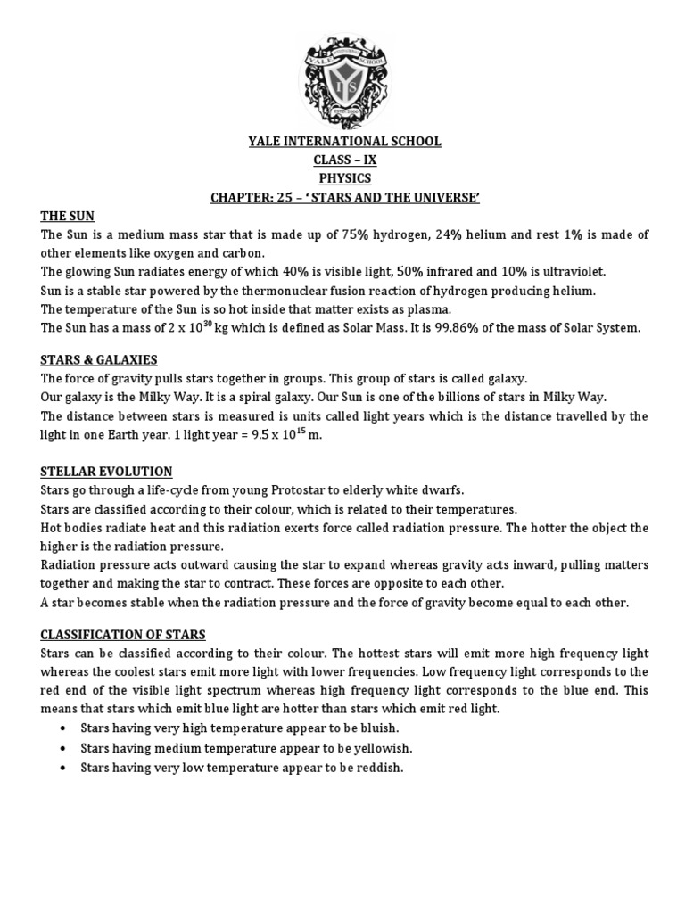 Astronomy Basics for Class IX | PDF | Stars | Redshift