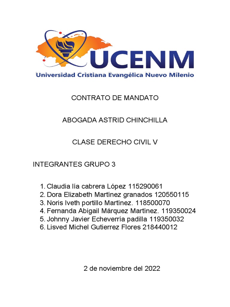 Informe Del Contrato de Mandato | PDF | Poder legal | Justicia