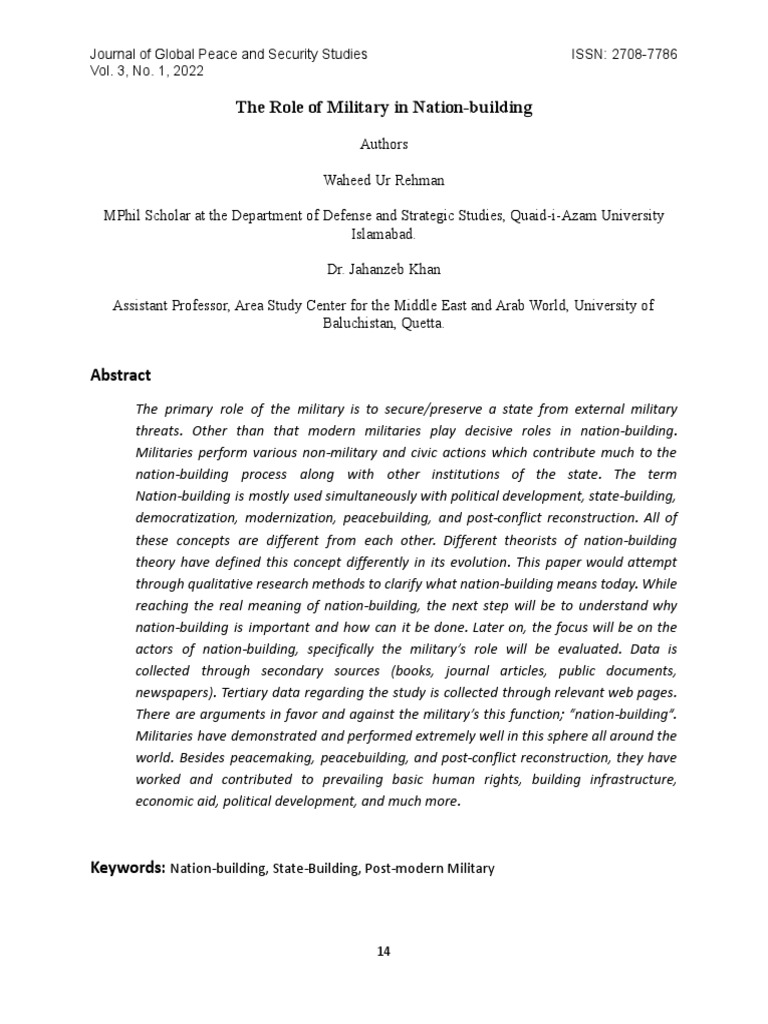 The Role of Military in Nation Building | PDF | Peacebuilding ...
