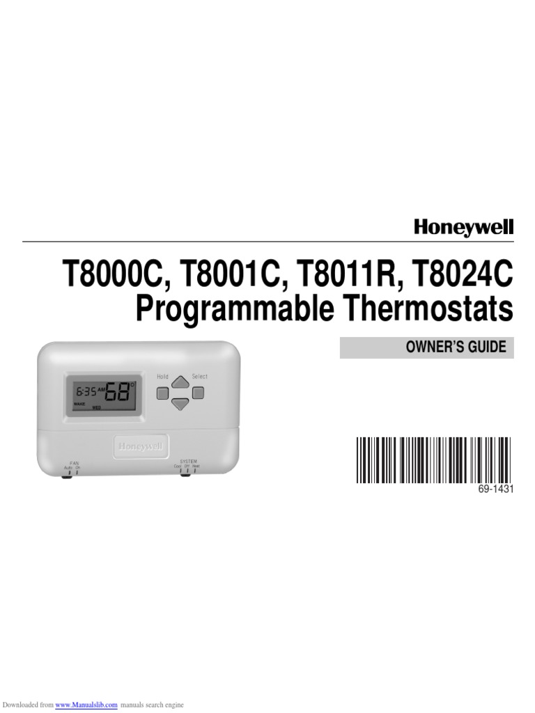 T8000C, T8001C, T8011R, T8024C Programmable Thermostats: Owner'S Guide ...