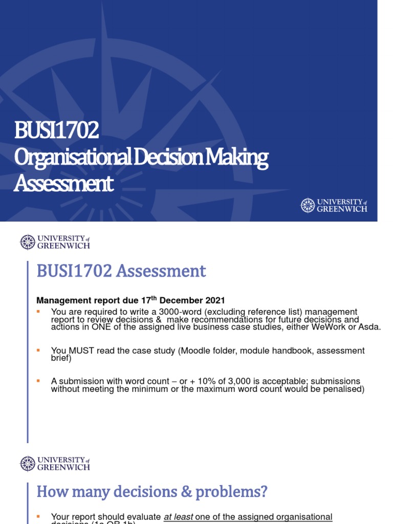 BUSI1702 Assessment Guideline 2021 22 2 | PDF | Decision Making | Evaluation