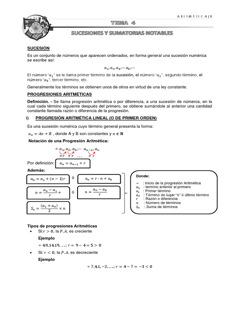 Sucesiones y Sumatorias Notables | PDF | Secuencia | Estructuras matemáticas