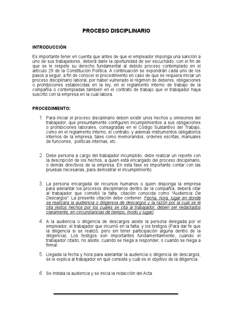 Esquema Del Proceso Disciplinario | Descargar gratis PDF | Derecho ...
