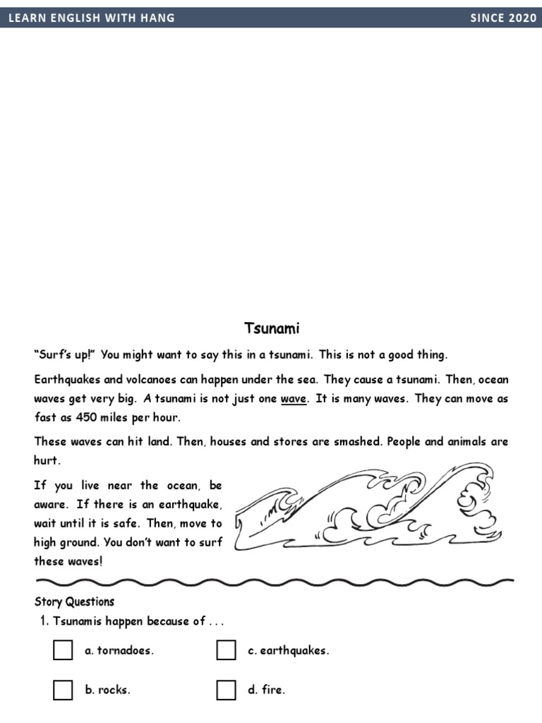 Tsunami Safety for English Learners | PDF