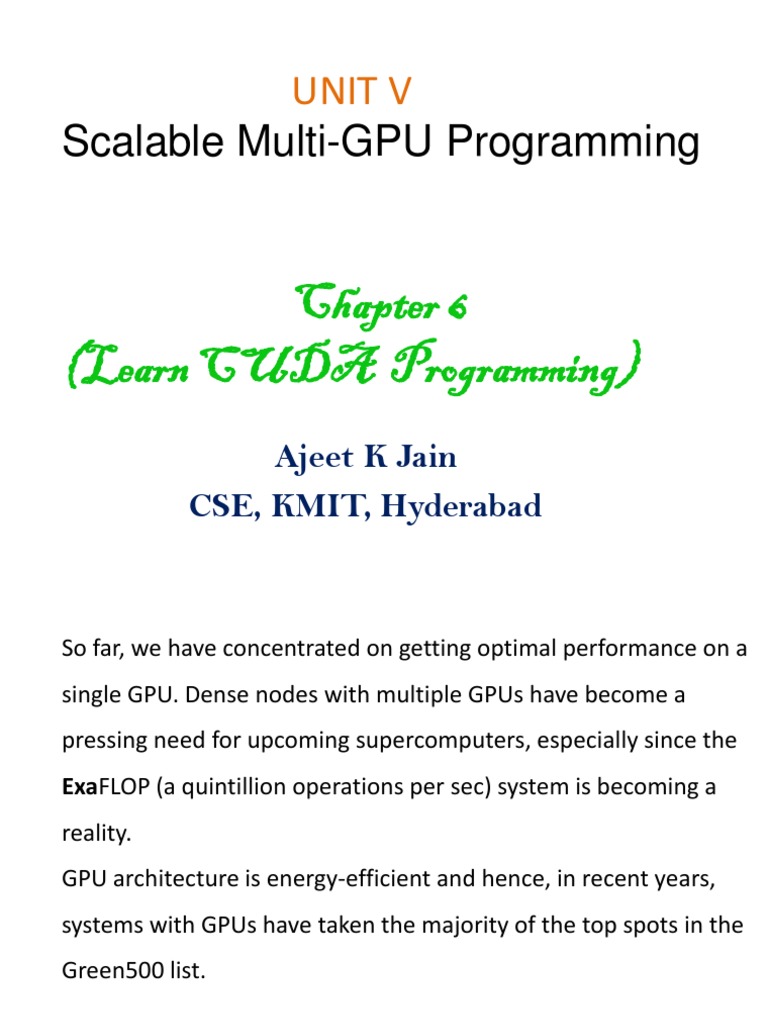 Unit V Scalable Multi Gpu Programming T2 Chapter 6 P P With Cuda Pdf Graphics Processing