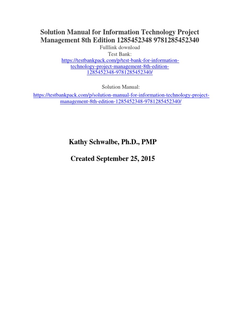 Information Technology Project Management 8th Edition Solution Manual | PDF | Project Management ...