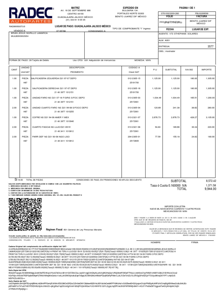 Factura Radec | PDF | Business | Dinero