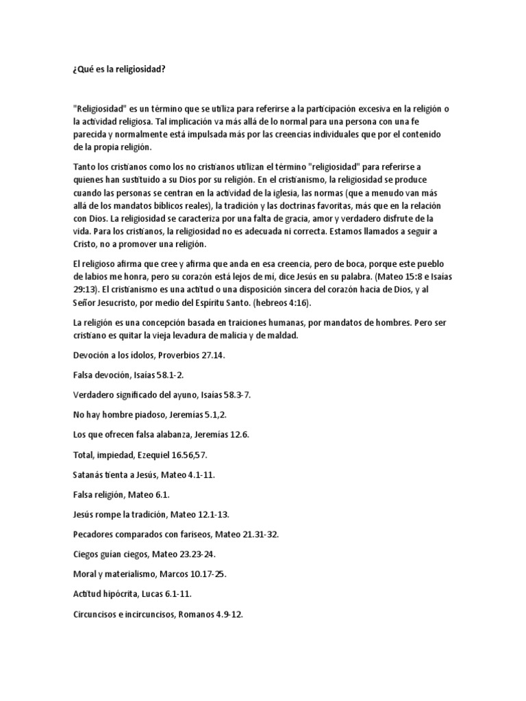 Significado de la Religiosidad en la Biblia | PDF | Jesús | Dios