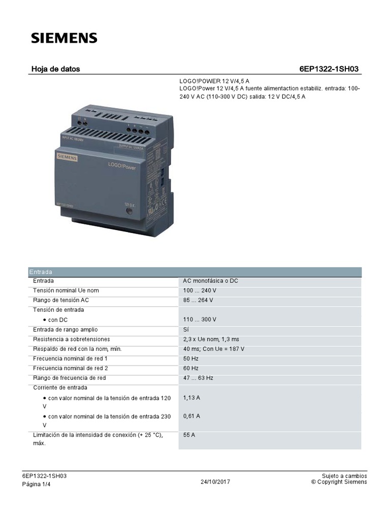 6EP13221SH03 Datasheet Es | PDF | Electromagnetismo | Electricidad