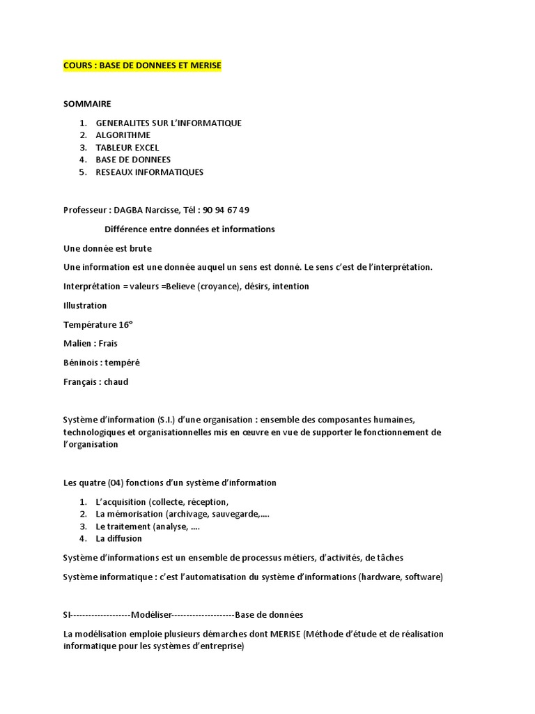 Cours Bases de Donnees | PDF | SQL | Base de données relationnelle