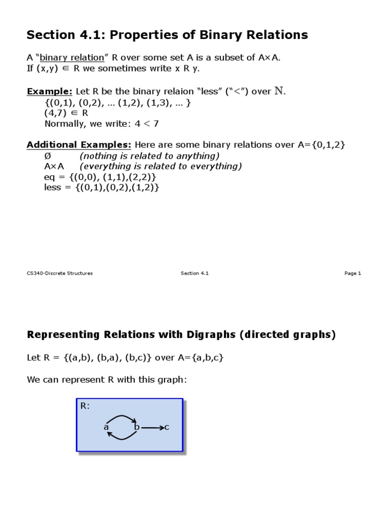 Properties Of Binary Relations Pdf Mathematics Mathematical Concepts