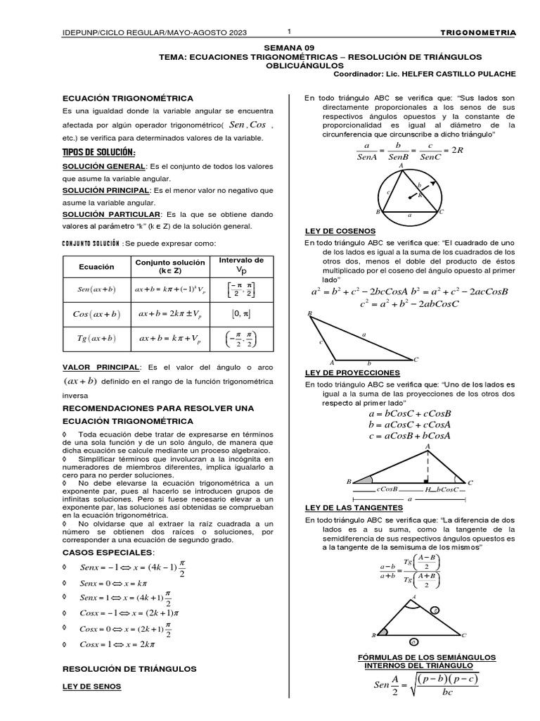 Trigo | PDF | Triángulo | Ecuaciones