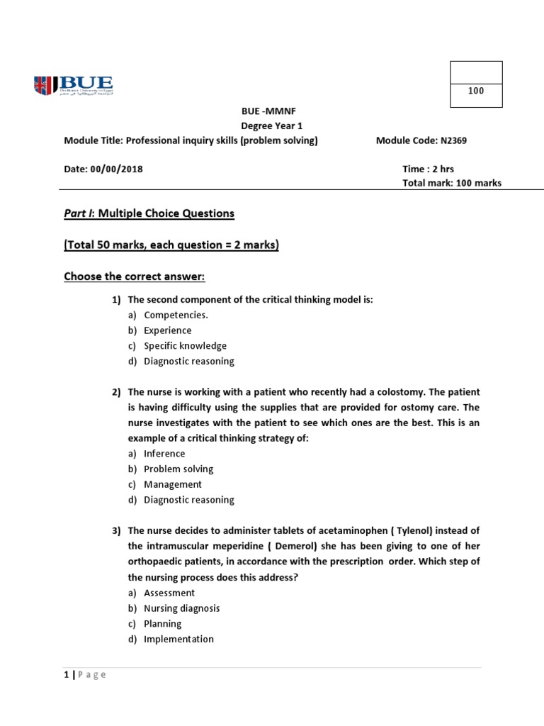 Final Exam Paper Problem Solving 2017 2018 4 Download Free Pdf 8847