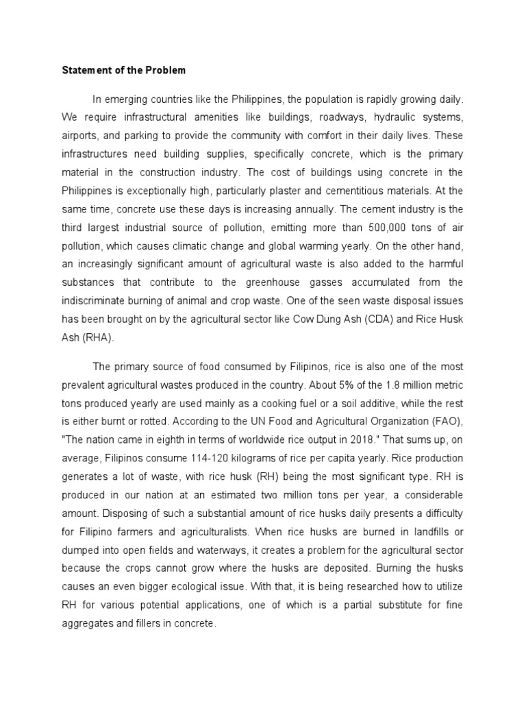 Statement of The Problem | PDF | Agriculture | Concrete