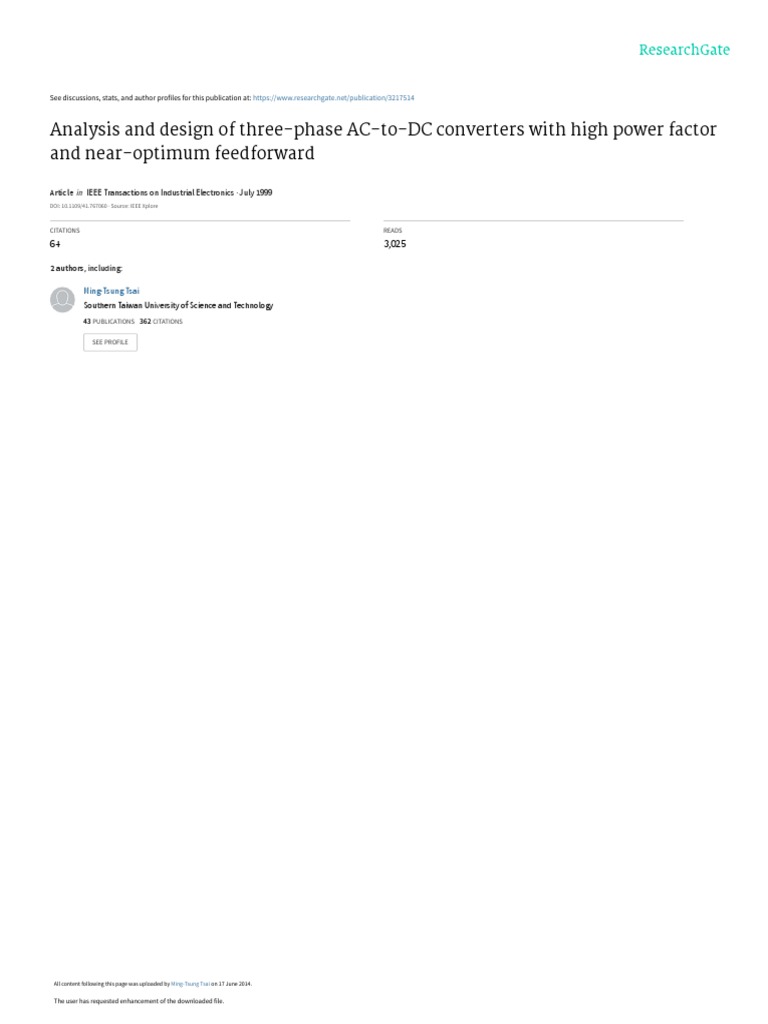 Analysis and Design of Three-Phase AC-to-DC Converters With High Power ...