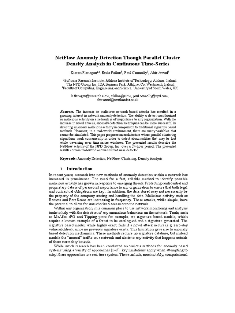 Network Anomaly Detection Methods | PDF | Cluster Analysis | Port (Computer Networking)