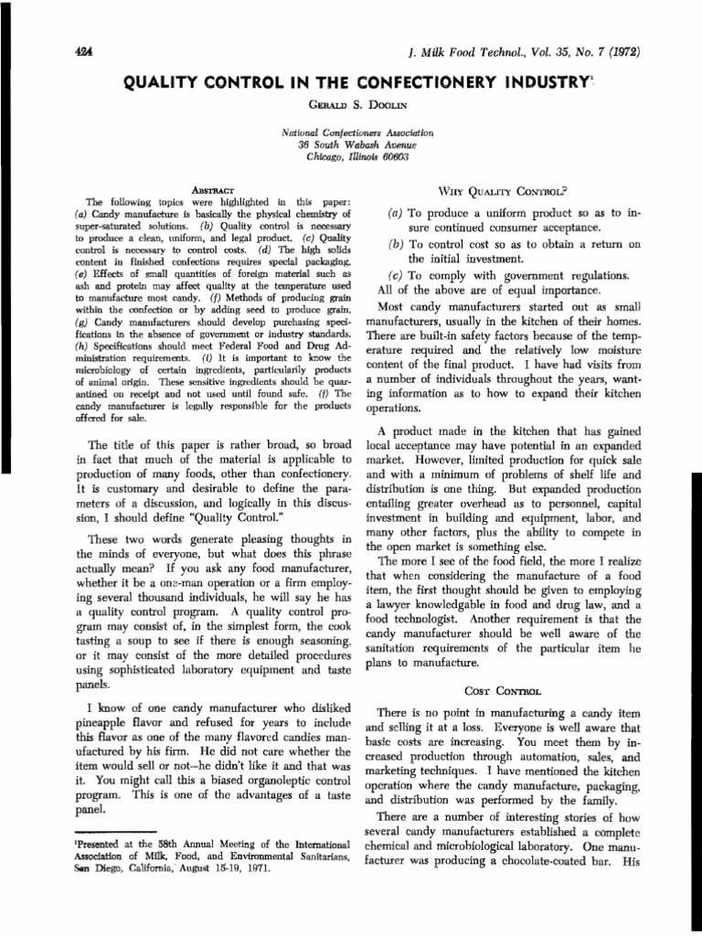Quality Control in Confectionery | PDF | Chocolate | Confectionery