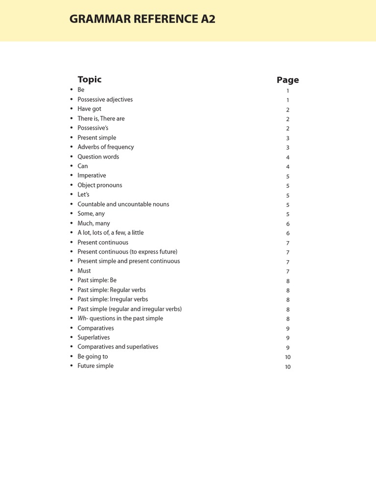 Grammar Reference A2 | PDF | Plural | Adverb