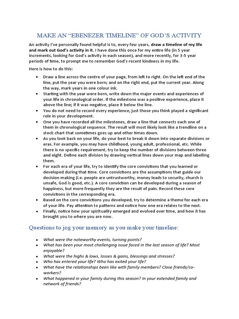 Ebenezer Timeline Exercise | PDF | Prayer | God