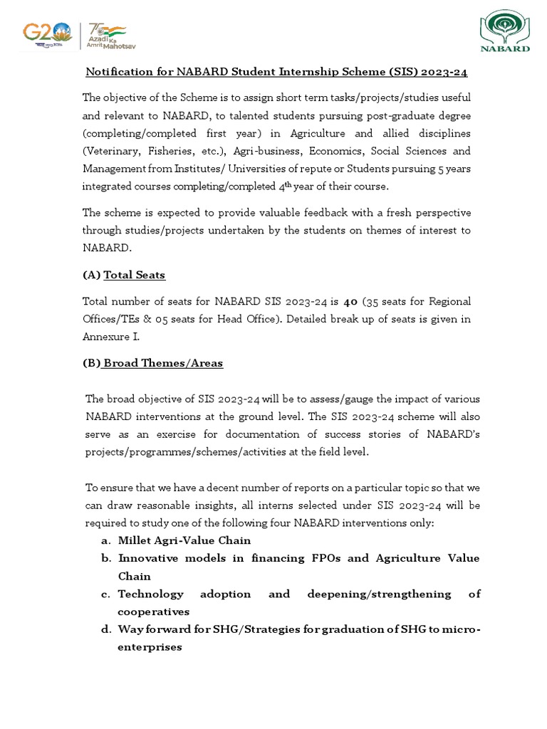 Nabard Internship | PDF