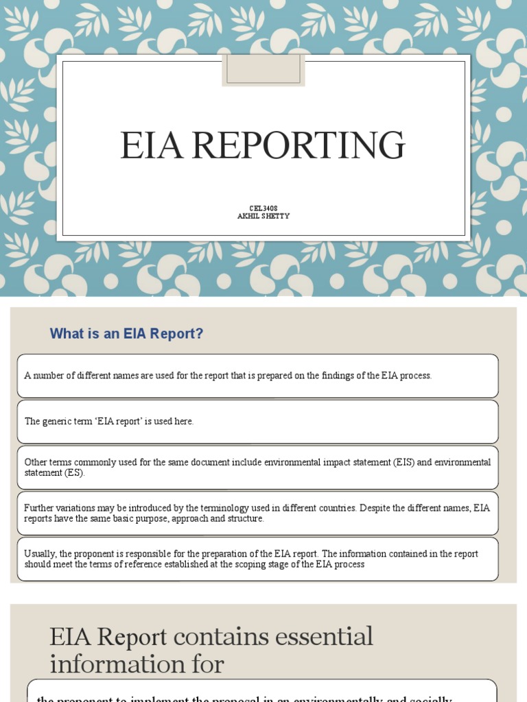 Eia Reporting Pdf Environmental Impact Assessment Evaluation
