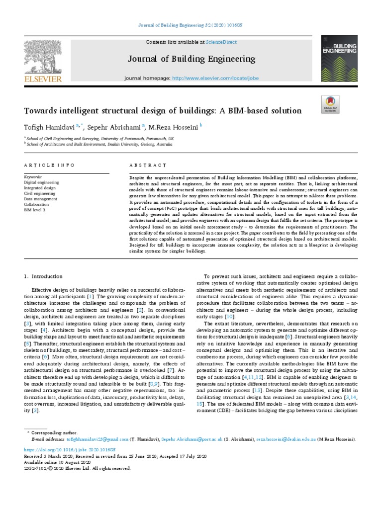 Hamidavi Et Al 2020 - Towards Intelligent Structural Design of Buildings A | PDF | Building ...