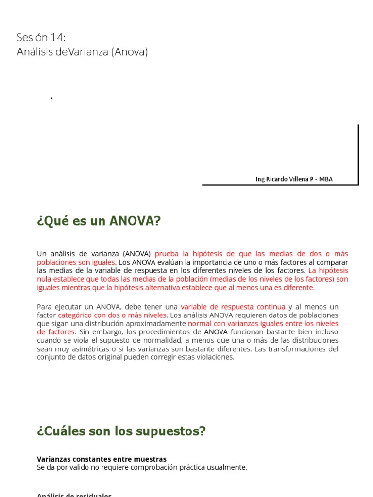 Sesión- Analisis de Varianza - Anova | PDF | Análisis de variación | Experimentar