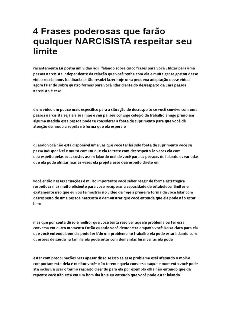 4 Frases Poderosas Que Farão Qualquer Narcisista Respeitar Seu Limite