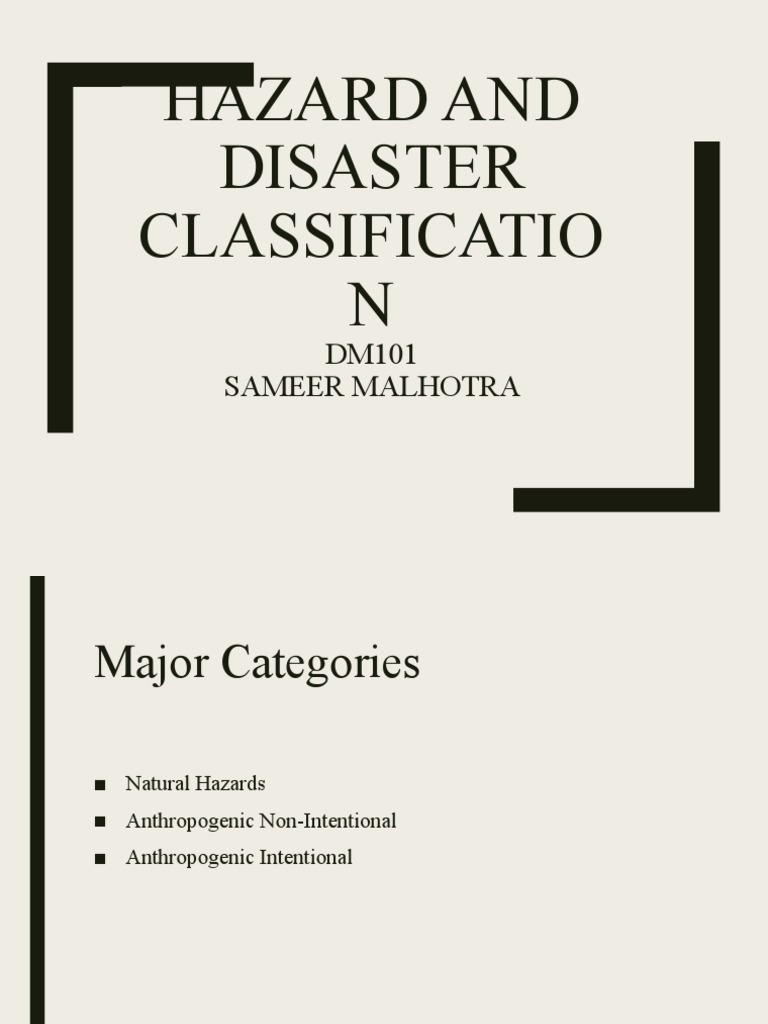 Hazard and Disaster Classification | PDF | Earthquakes | Pandemic