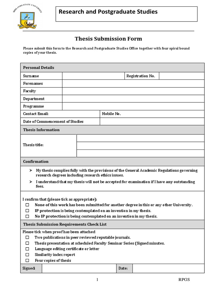 Submission Form | PDF | Thesis | Postgraduate Education