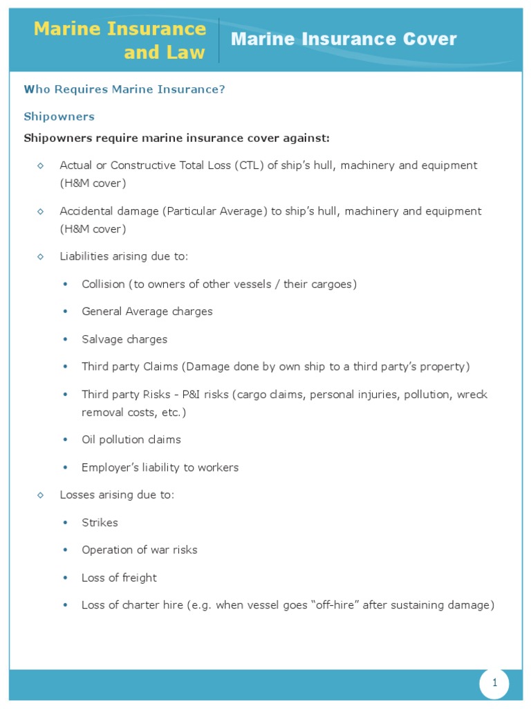 3 3 Marine Insurance Cover | PDF | Shipping | Water Transport